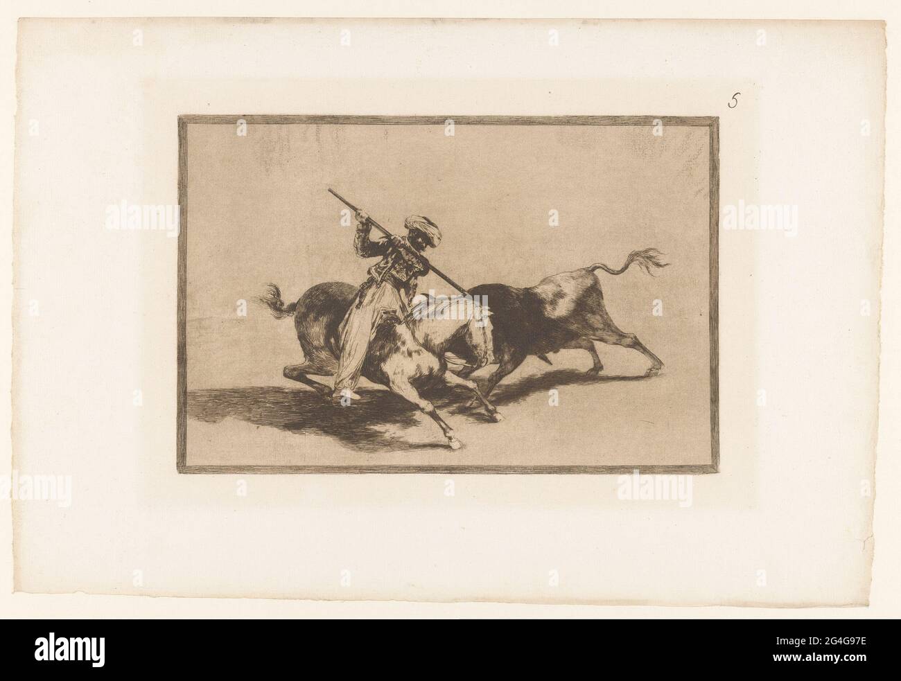 Bull hunt on horseback; El Animoso Moro Gazul Es El Primero Que Lanceó ...