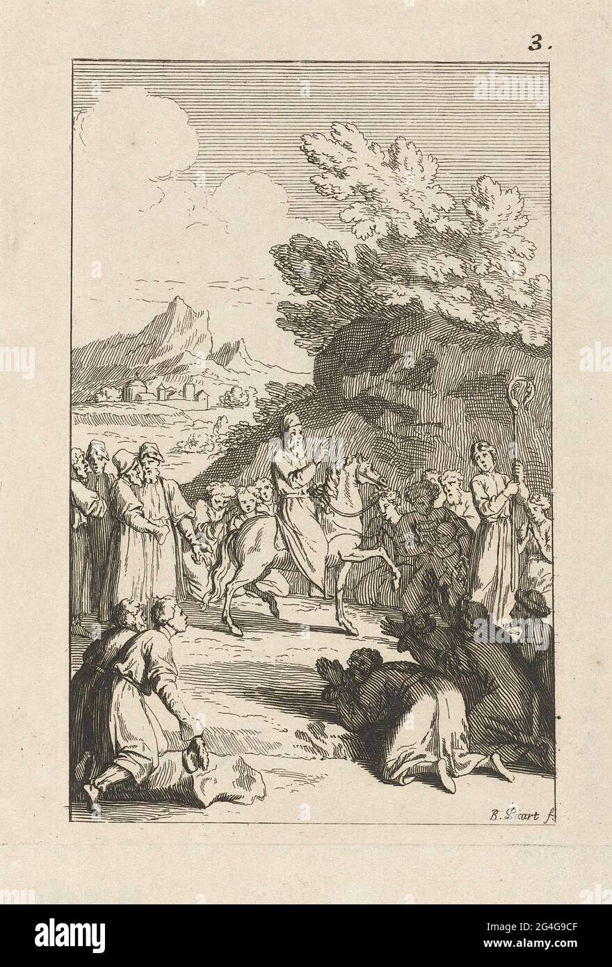 . Landscape with a spiritual horse, surrounded by audience. He preaches ...