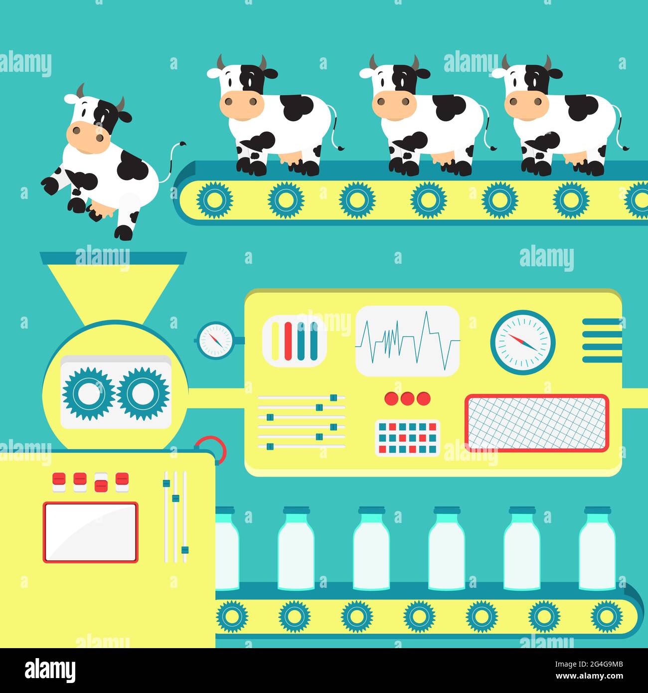 Factory producing milk from the cow. Conceptual Stock Vector Image ...