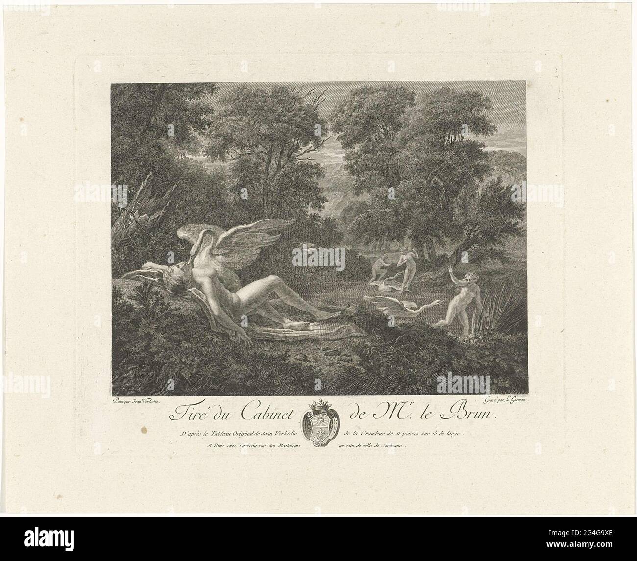 . Leda and the swan are in intimate embrace in the foreground. In the ...