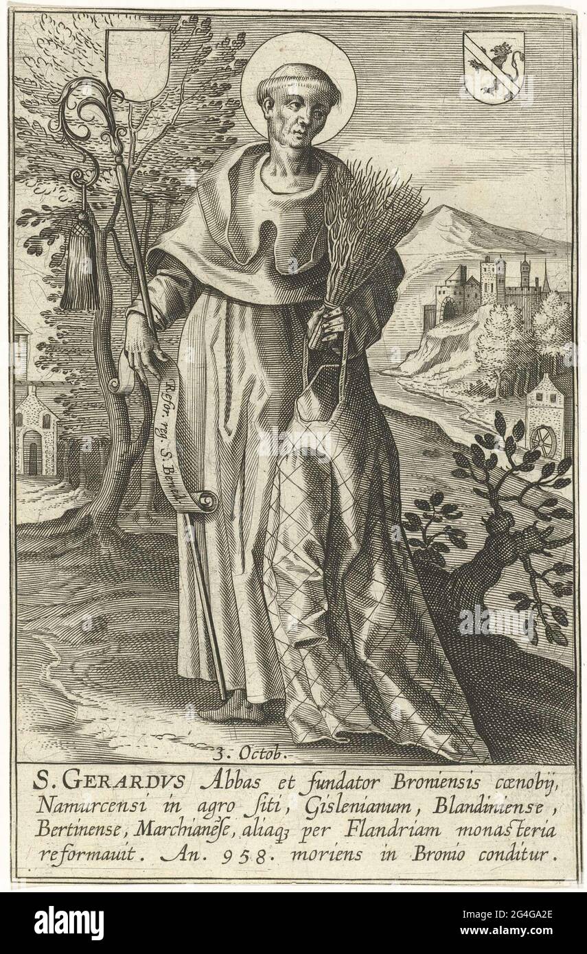 . The Holy Gerardus. He is wearing a monk habit and a bishop's staff ...