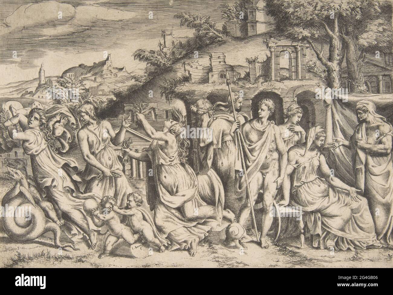 The story of Jason and Medea at the left she carries off her son, in ...