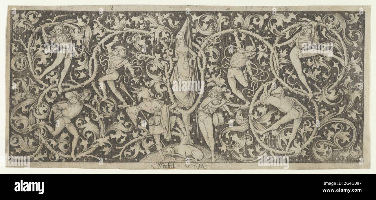 Ornamental Engraving with Morris Dancers Stock Photo - Alamy