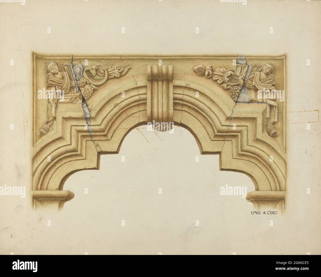 Carved Stone Arch Over Doorway, c. 1939 Stock Photo - Alamy