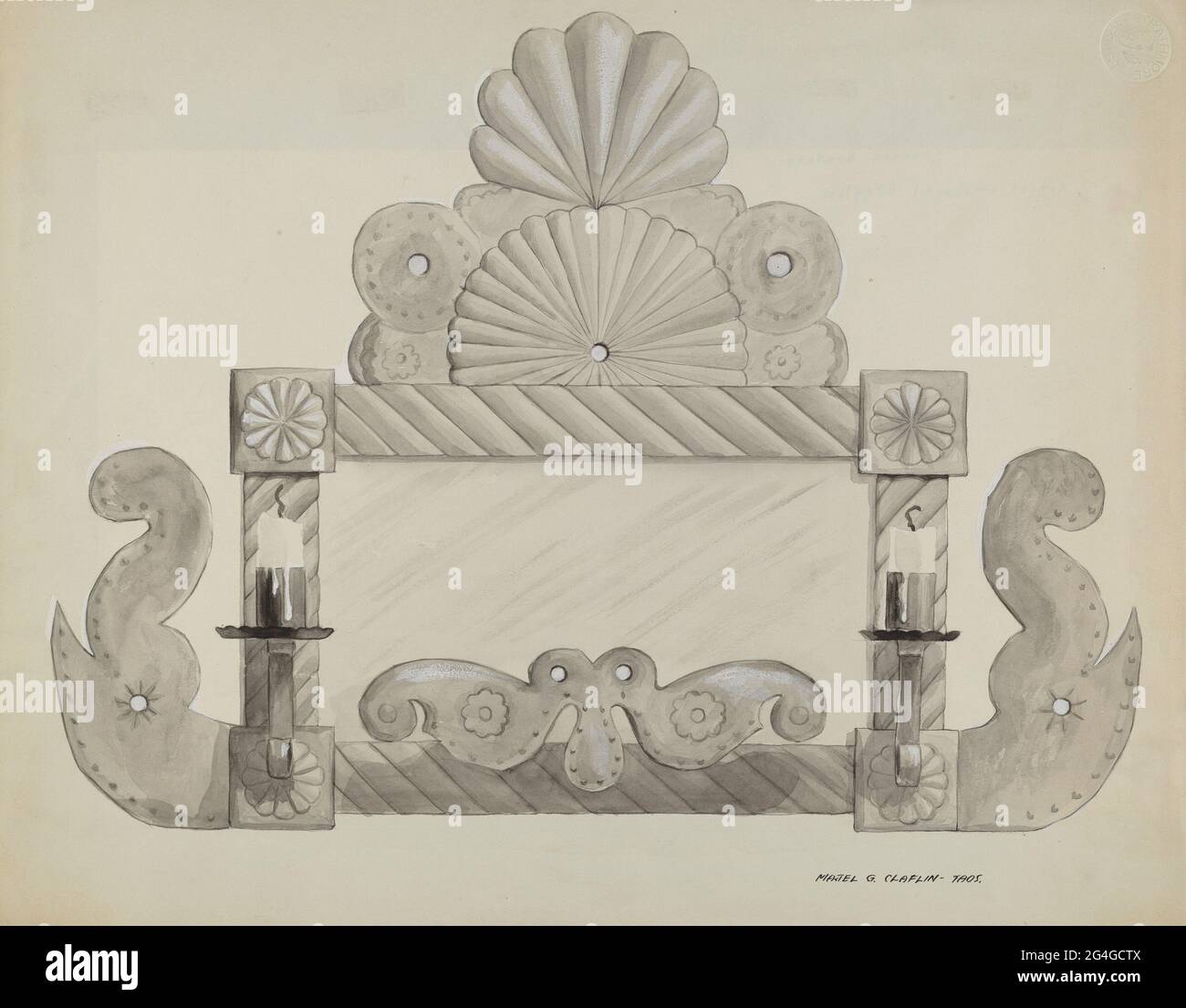 Tin Mirror Frame with 2 Candle Sockets, c. 1937 Stock Photo - Alamy