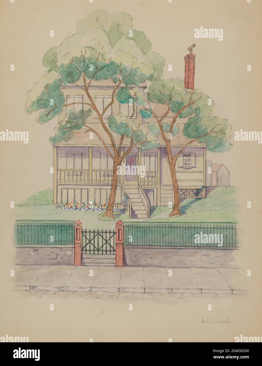 Watercolor tree house purple hi-res stock photography and images - Alamy