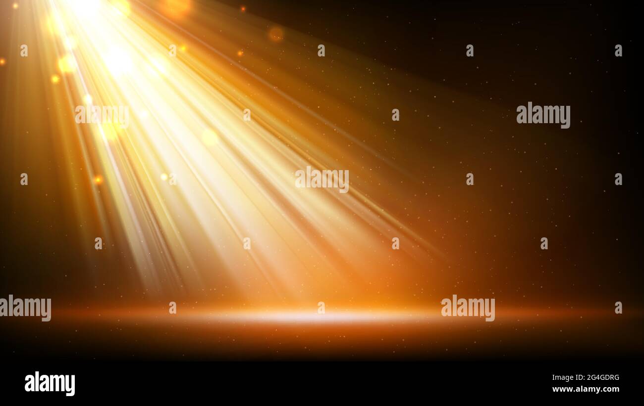 Gold spotlight background. Illuminated golden stage. Background for ...