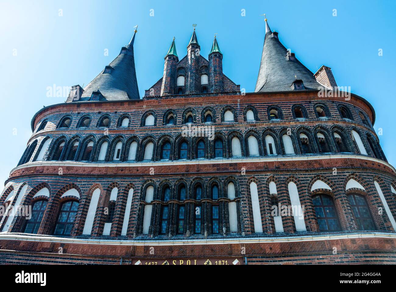 Facade of the Holsten Gate or Holstentor, medieval fortification in ...