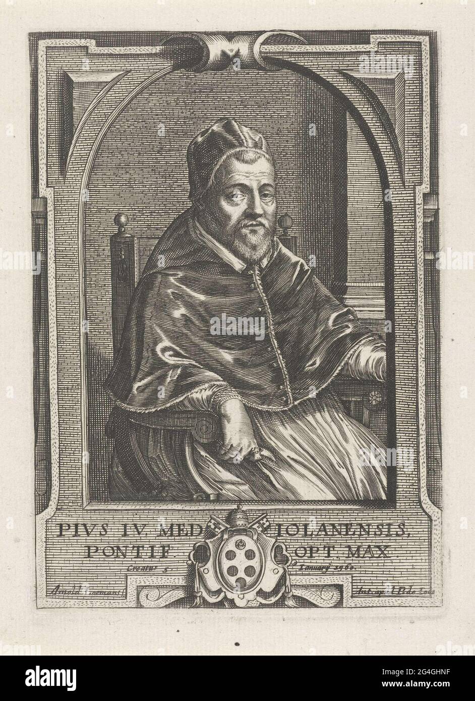 . Portrait of Pope Pius IV, with his papal weapon Stock Photo - Alamy