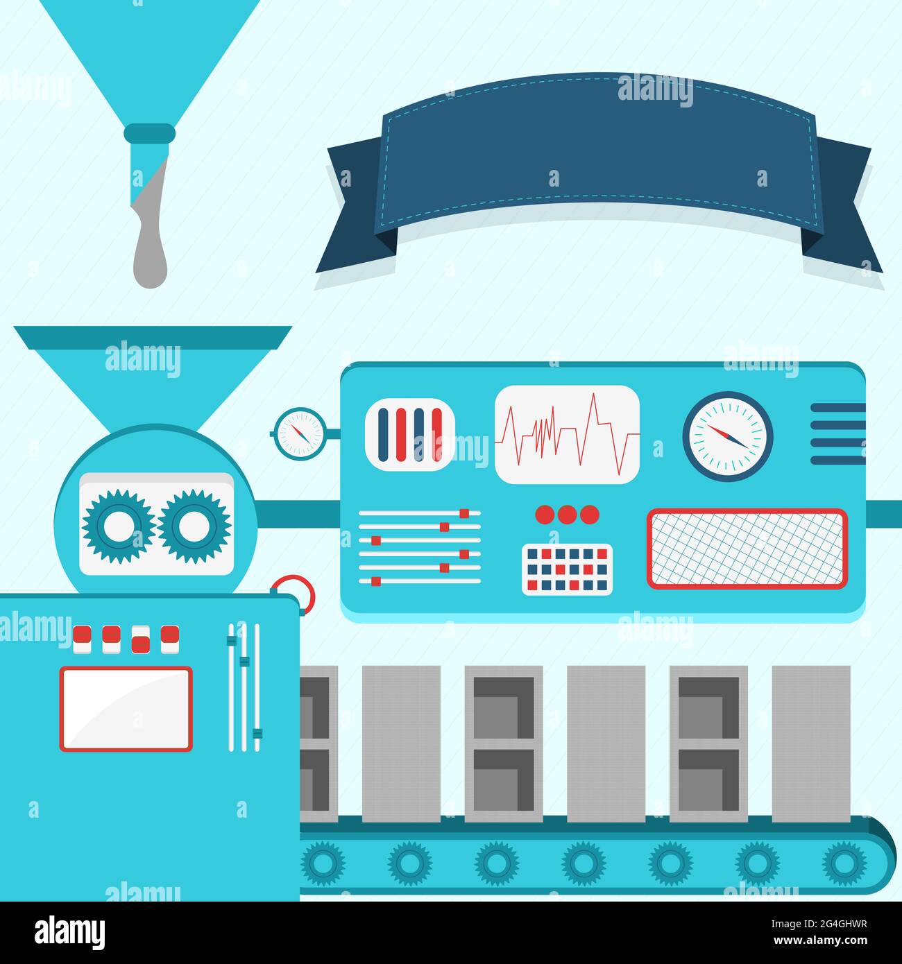 Vector illustration of factory producing concrete blocks. Concrete ...
