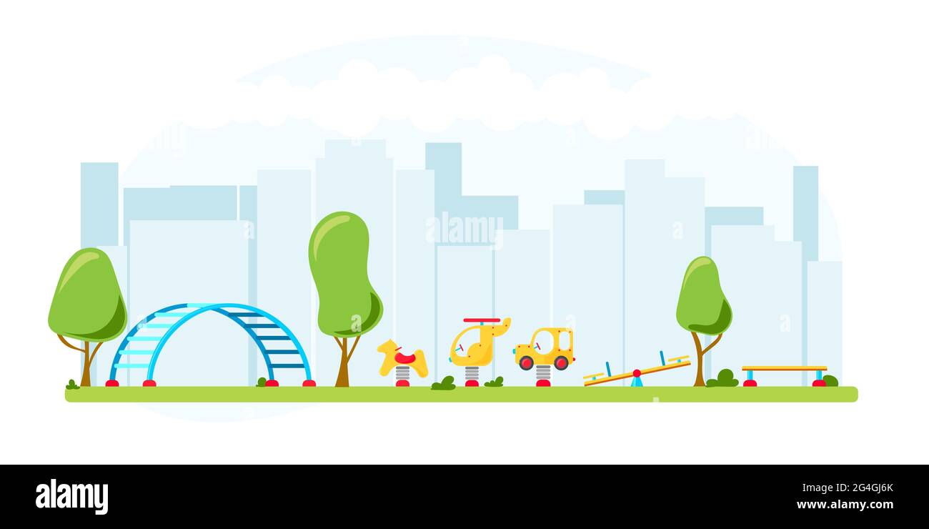 Kids playground. Set of playing equipment elements. City park concept ...