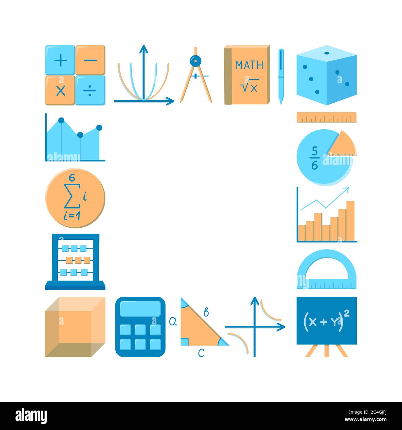 Math science symbols frame with place for text. Mathematics banner in ...