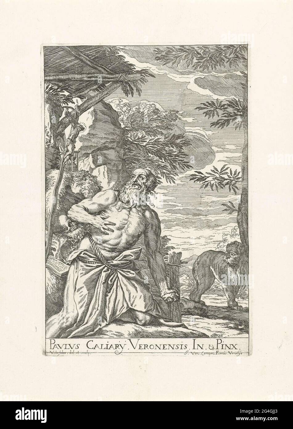 . Saint Hieronymus has been knocked down into the wilderness with a ...