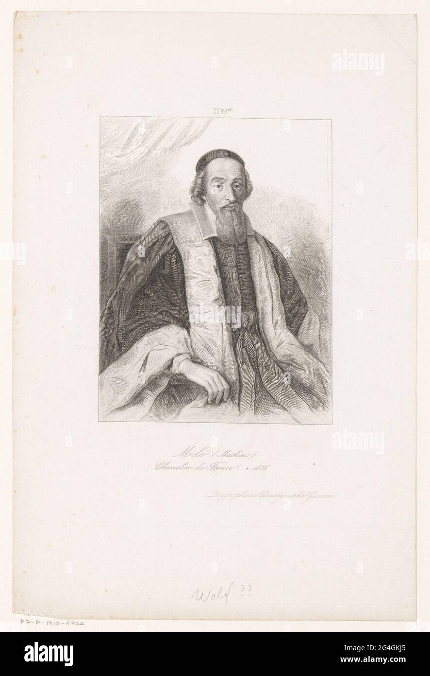 Portrait of Mathieu Molé; Molé (Mathieu) (...). Numbered in the middle ...