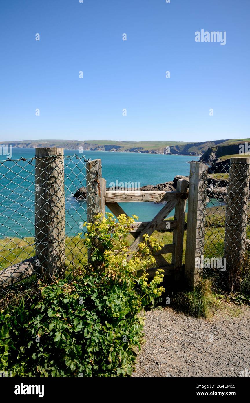Coast path cornwall gate hi-res stock photography and images - Alamy