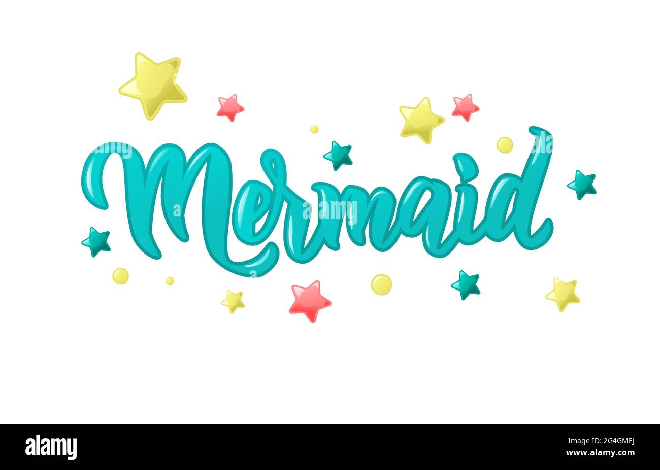 Mermaid hand lettering text. Typography for t-shirt design, birthday ...