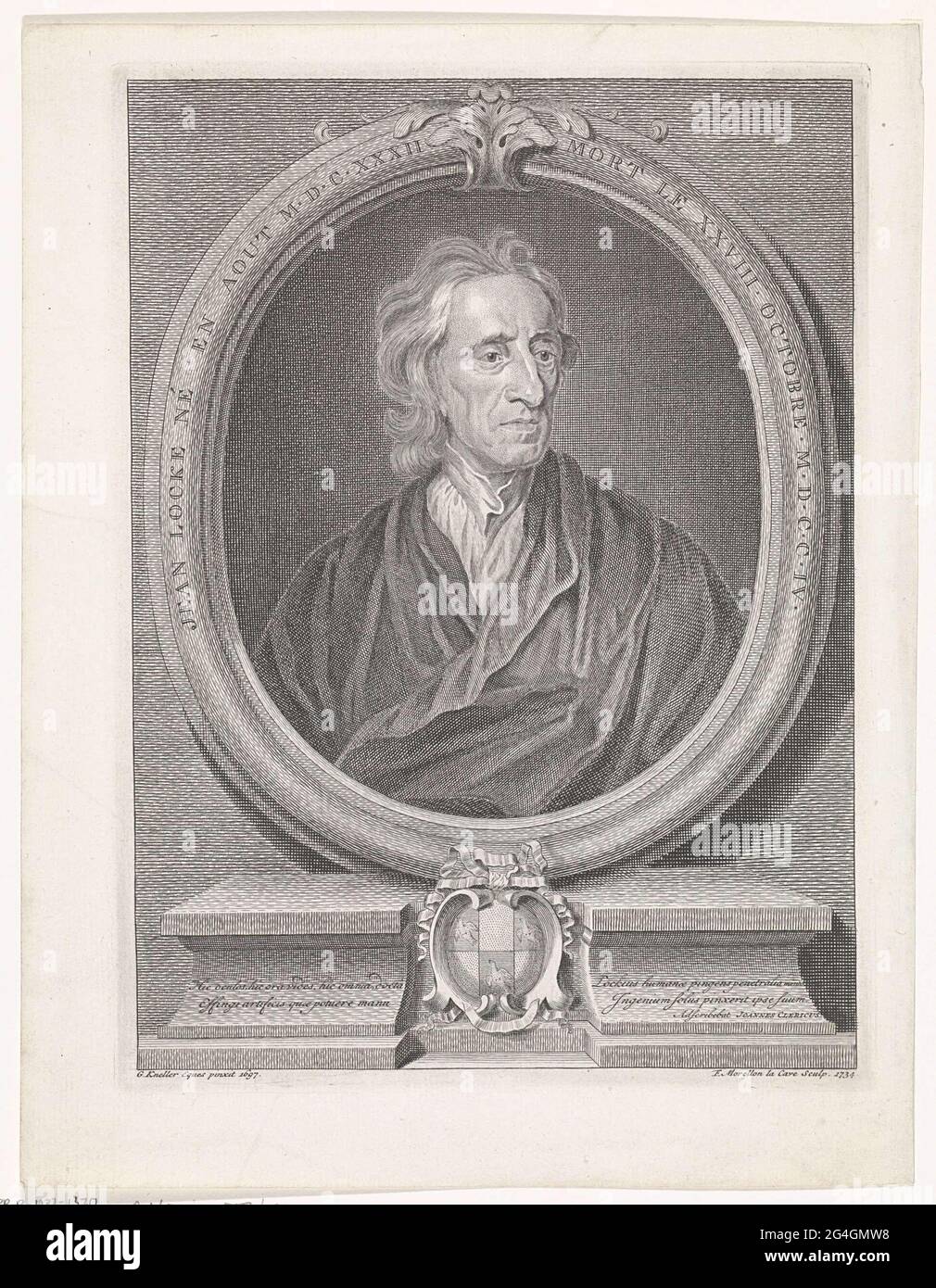. Portrait of philosopher John Locke. In the middle of the list are ...