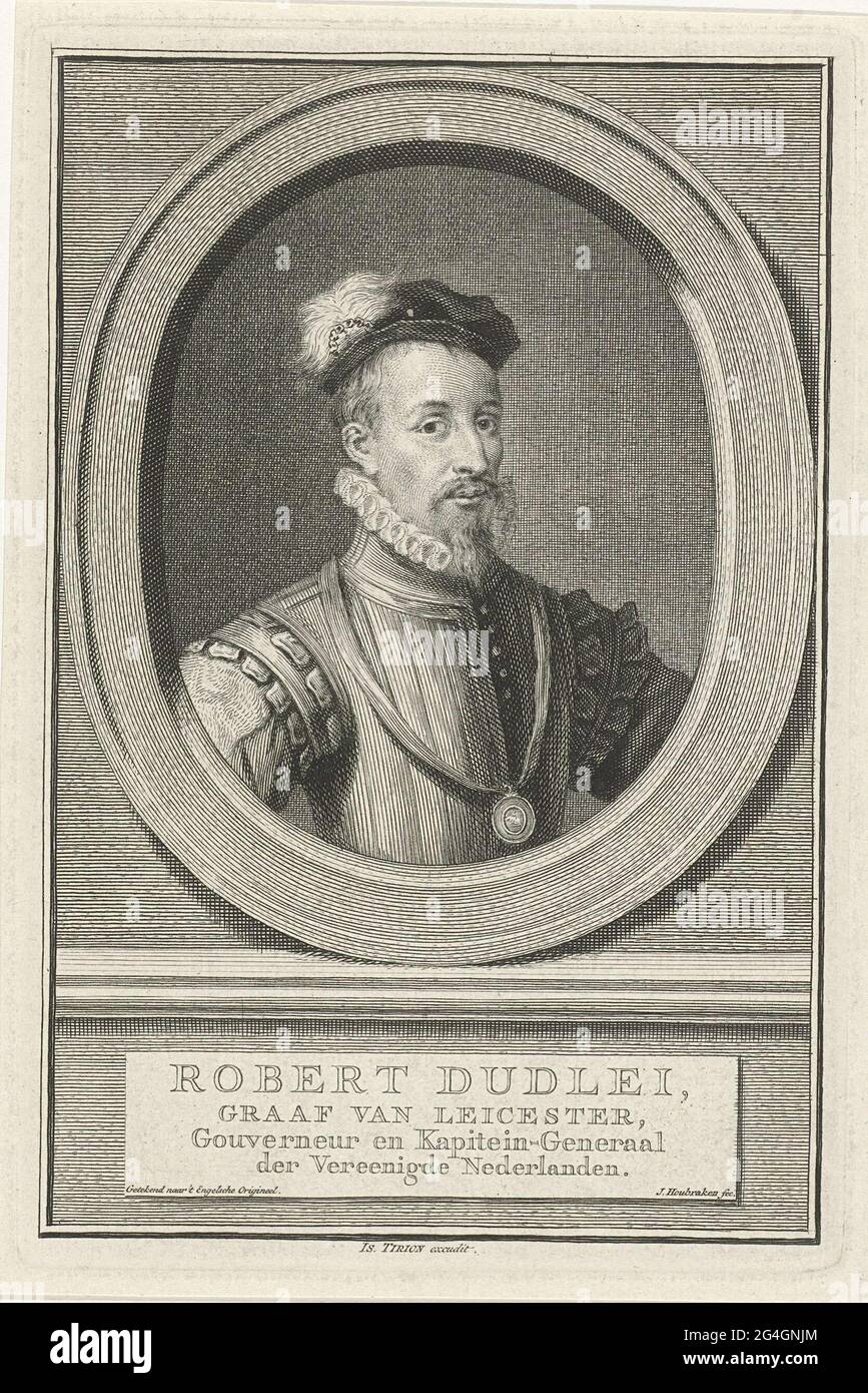 . Bust to the right of Robert Dudley, Count of Leicester in an oval ...