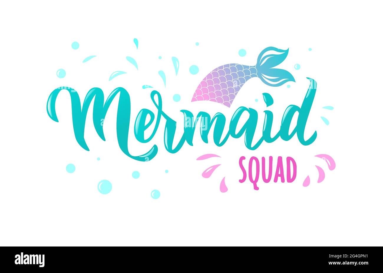 Mermaid hand lettering text. Typography for t-shirt design, birthday ...