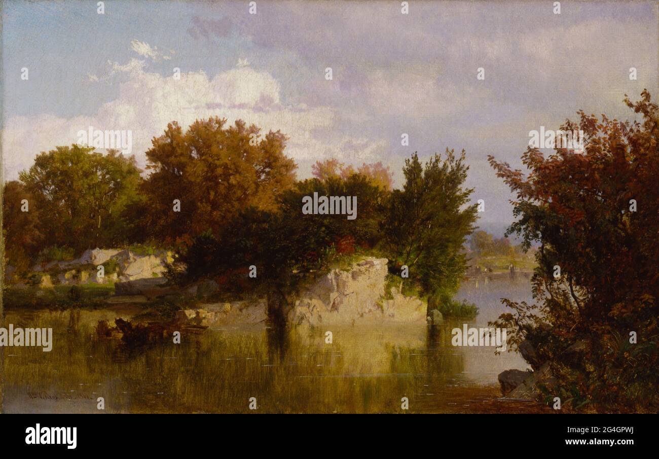 Trees along Stream in Fall, 1861 Stock Photo - Alamy