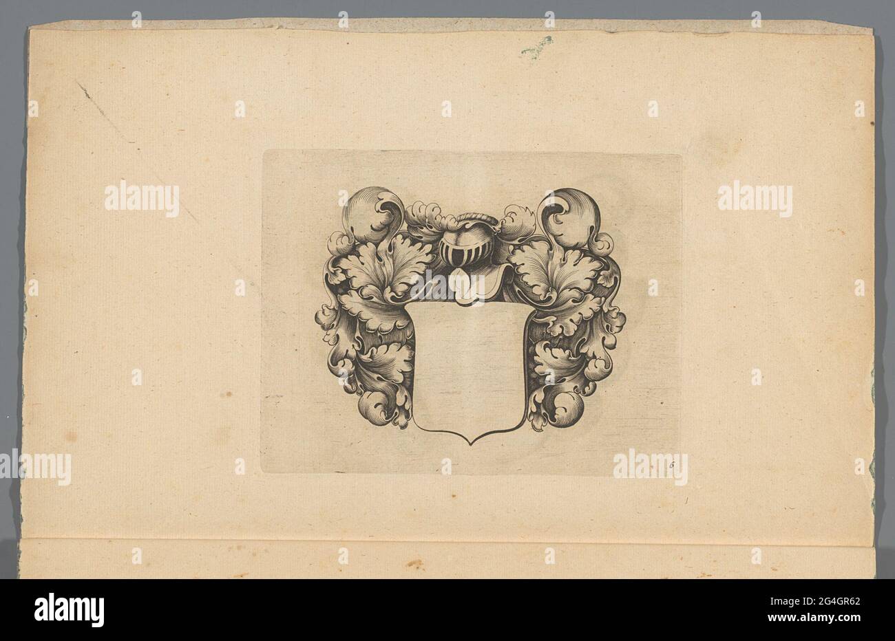 Cartouche for coat of arms. PRENT Nr. 6 in a bundle of eight numbered ...