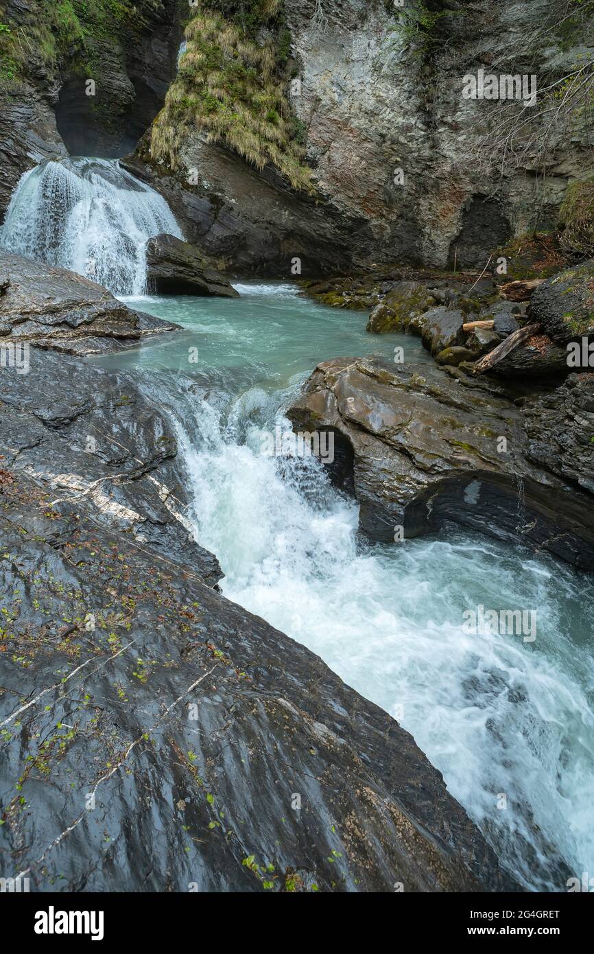 Reichenbach Falls waterfall in Switzerland. Upper part of the ...