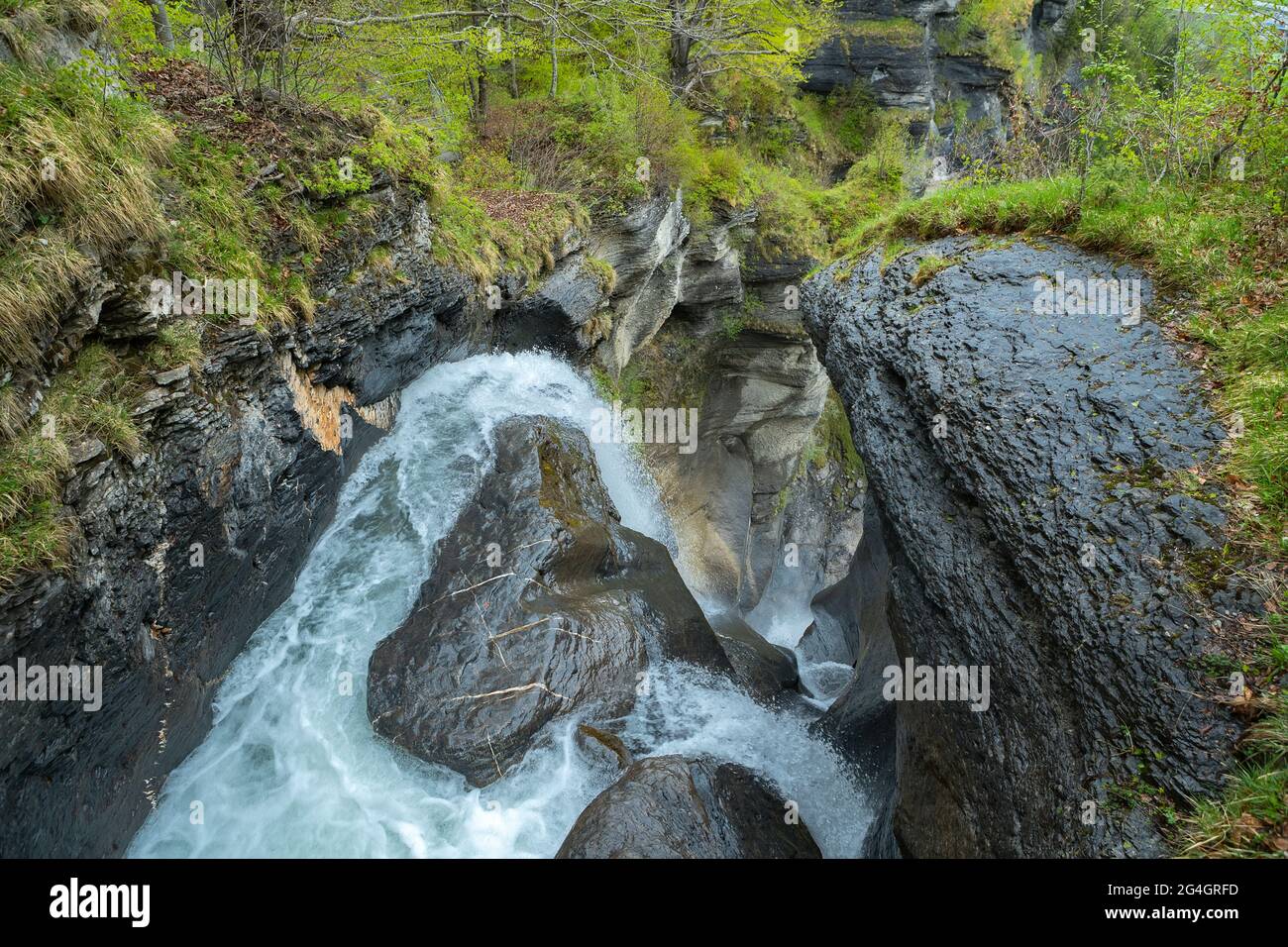 Reichenbach Falls waterfall in Switzerland. Upper part of the ...