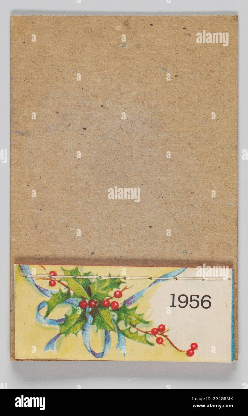 A pocket calendar from 1956. Each month is printed on a small ...