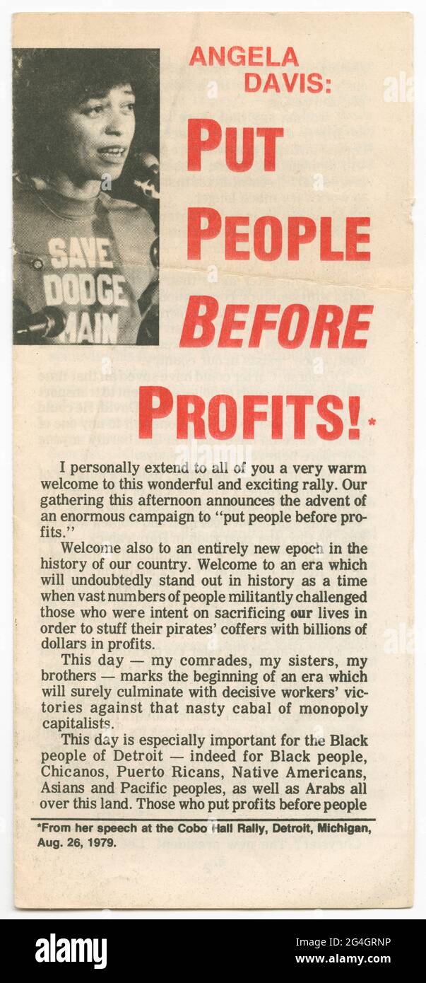 Pamphlet consists of red and black print on discolored paper. At top ...