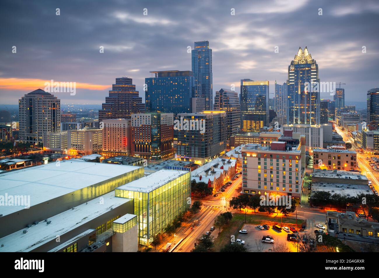 Austin, Texas, USA downtown cityscape at dusk Stock Photo - Alamy