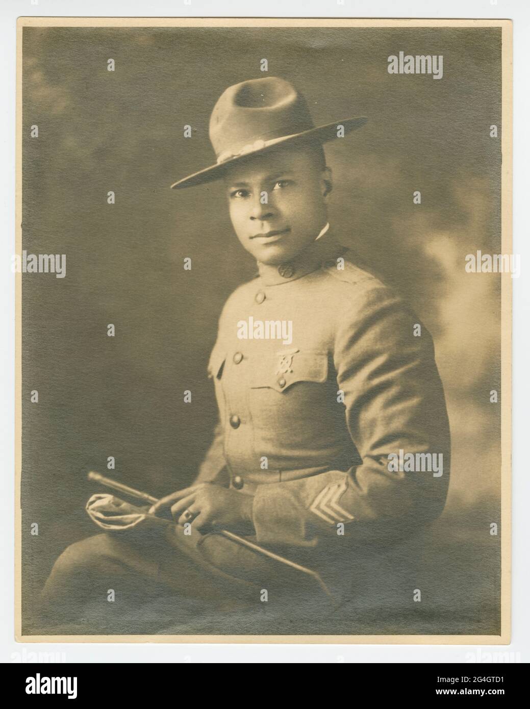 African-American Master Sergeant Bosey E. Vick in uniform, seated ...