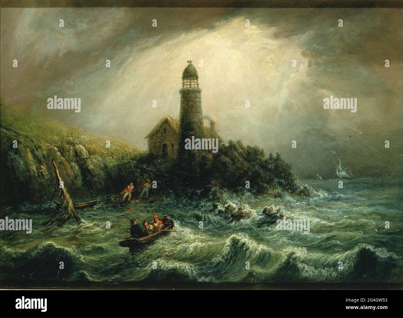 Sea View of Cape Poge Lighthouse, ca. 1840-1849 Stock Photo - Alamy
