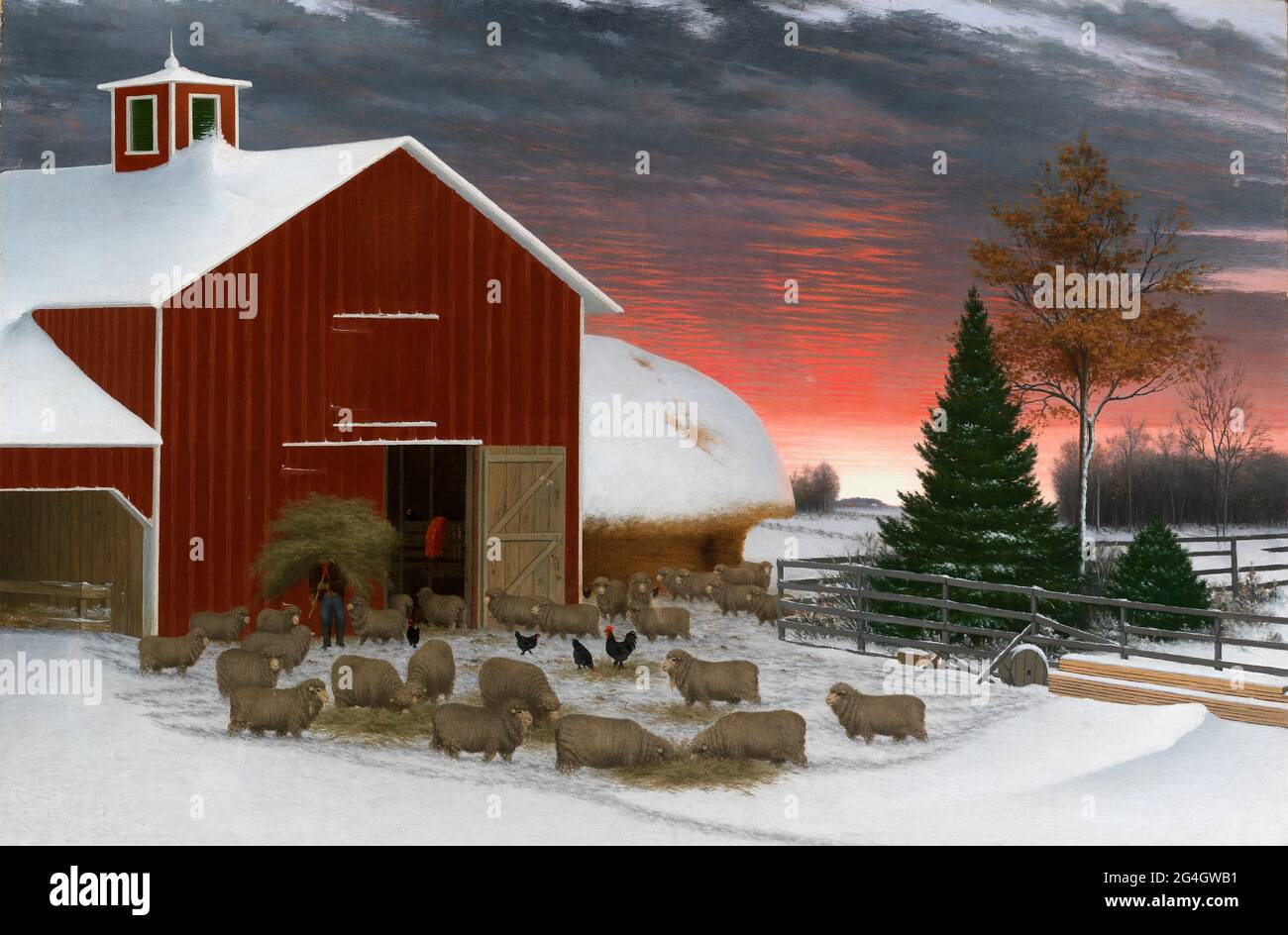 Barnyard in Winter, ca. 1885-1890 Stock Photo - Alamy