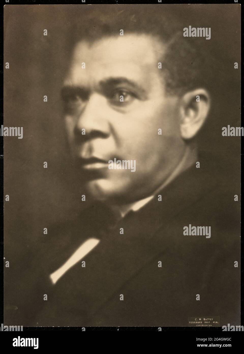 A black-and-white print of a bust-length portrait of Booker T ...
