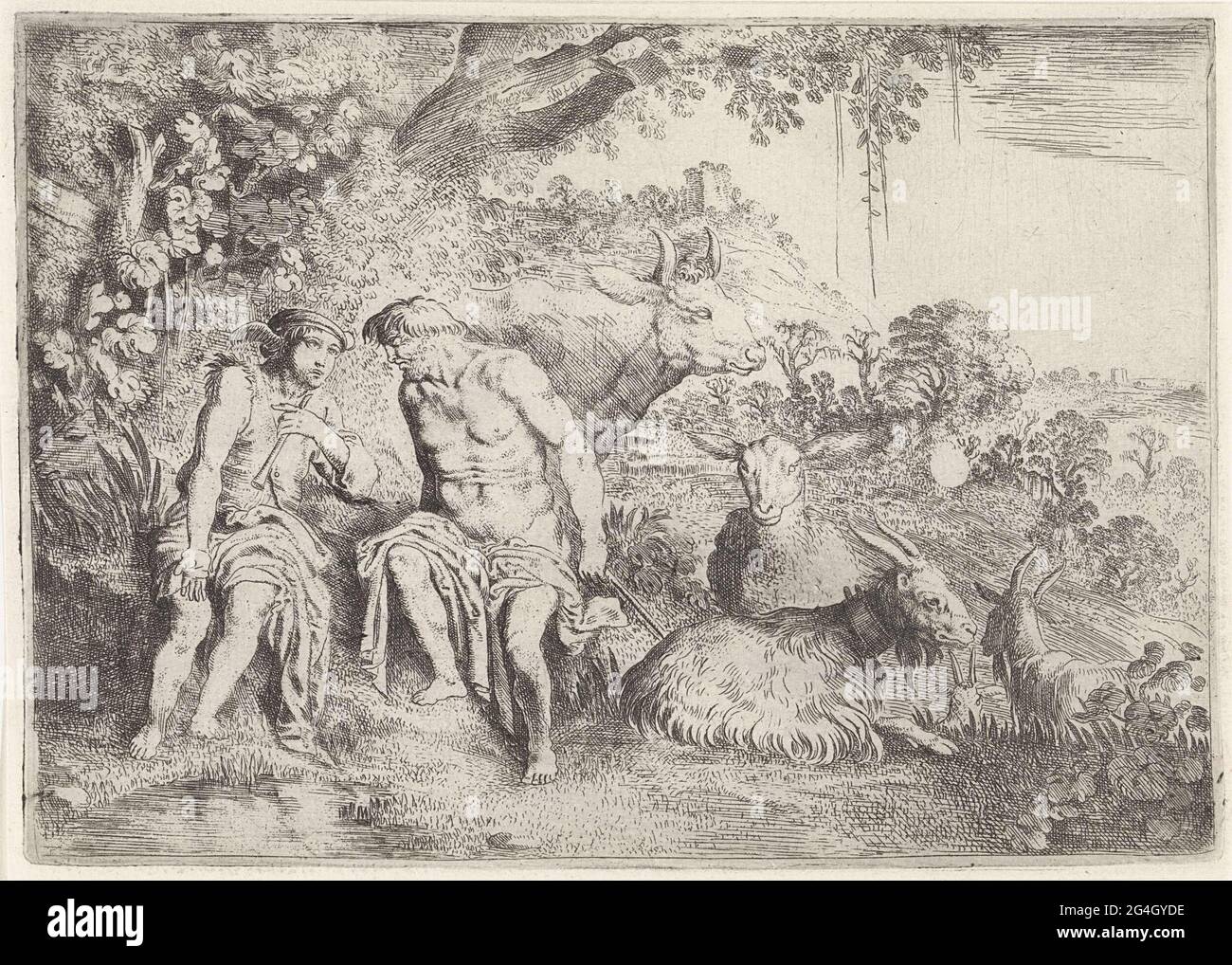 . Mercury, looks at the sleeping argus. He has a flute in his hand ...