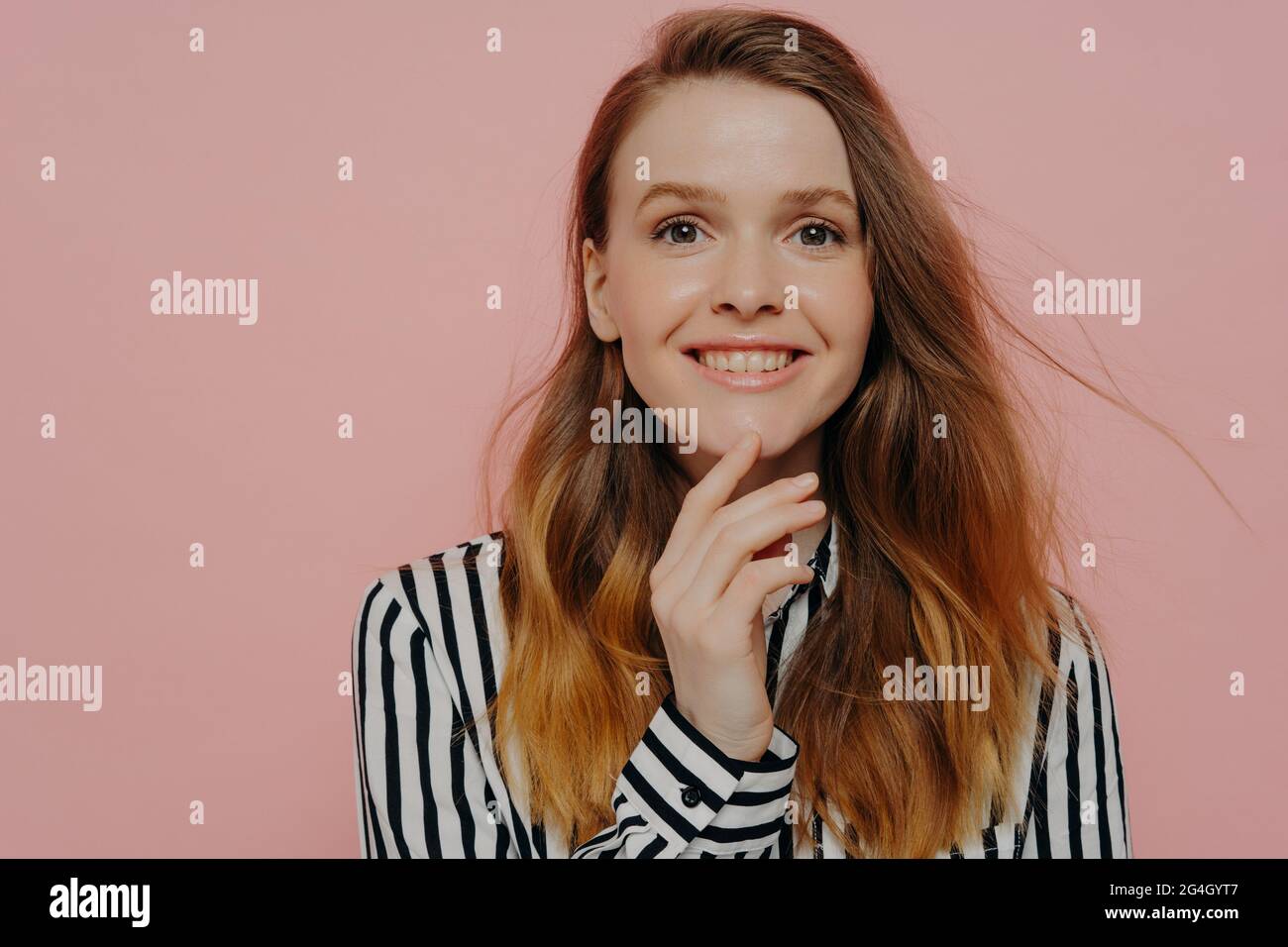 Portrait cute smiling girl chin hi-res stock photography and images - Alamy