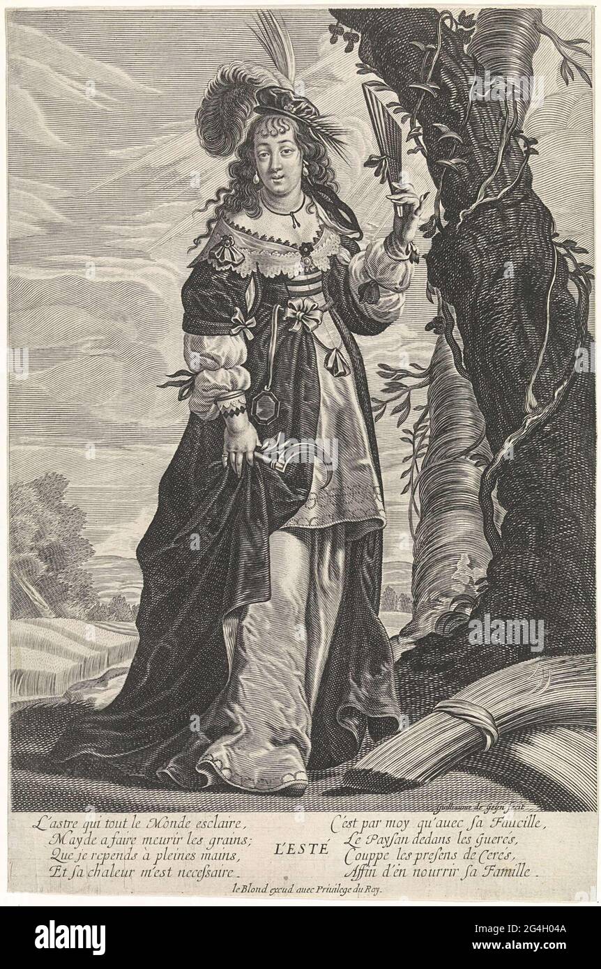 . Summer in the form of a woman in seventeenth-century clothing. A ...