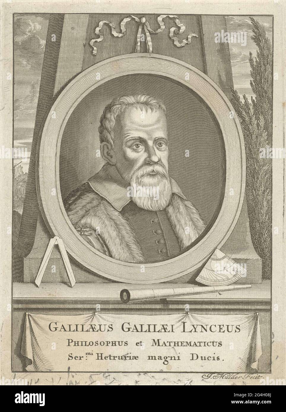 . Portrait of physicist and astronomer Galileo Galilei. Before the ...