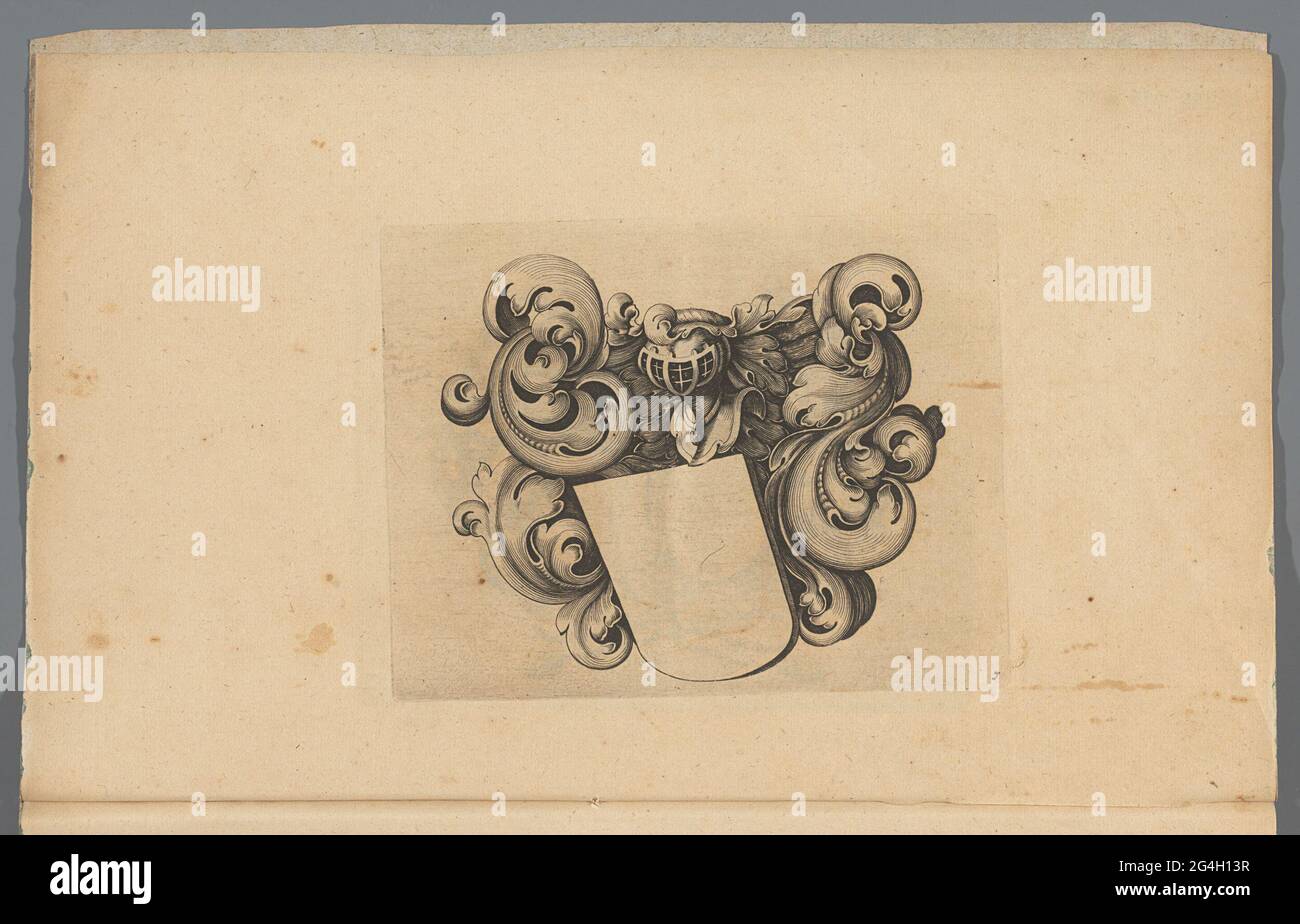 Cartouche for coat of arms. Print No. 7 in a bundle of eight numbered ...