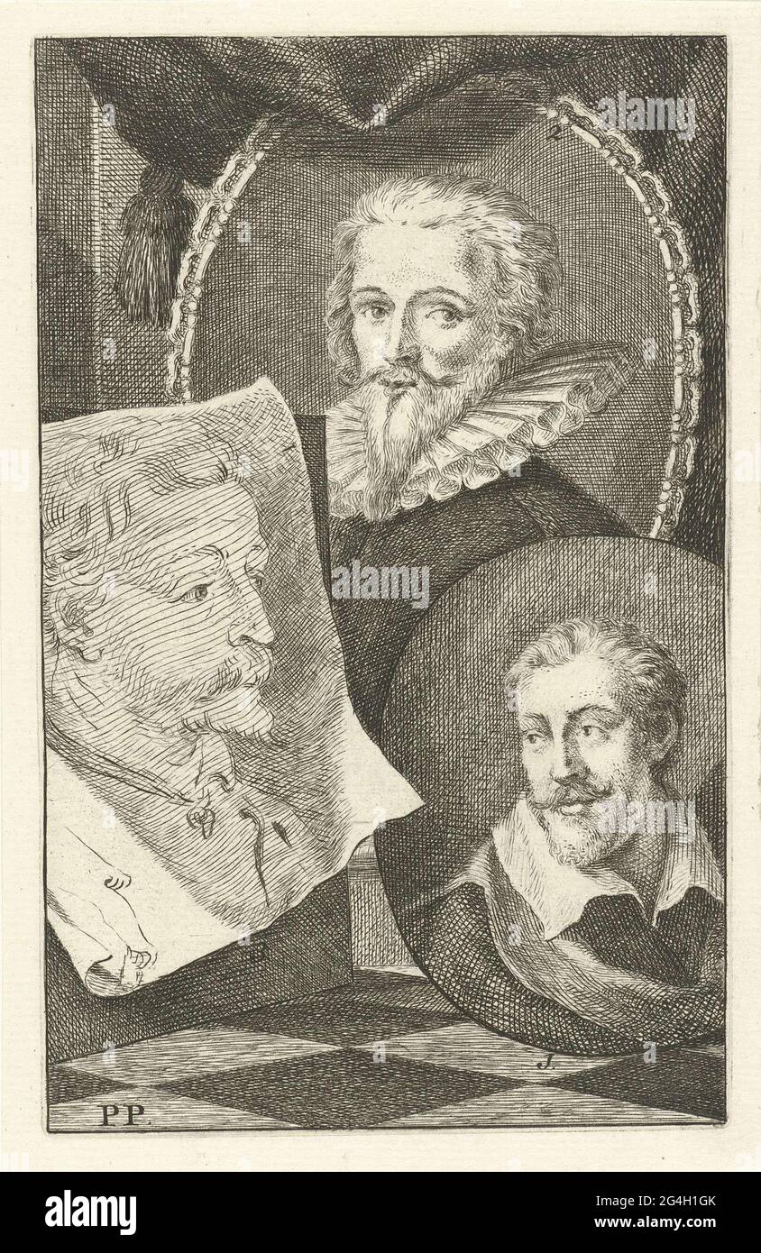 . Three numbered artists' portraits. Portrait of Joseph Heins (no. 1 ...
