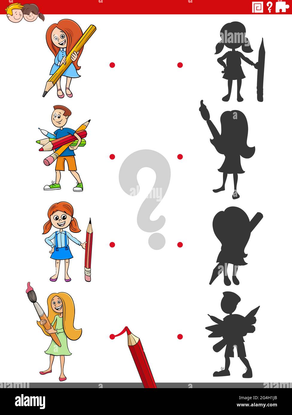 Cartoon illustration of match the right shadows with pictures ...