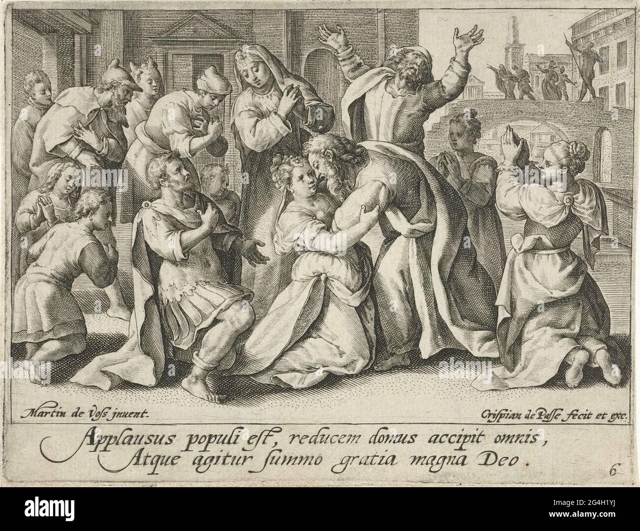 . Susanna and her family members kneel and have raised their arms. In ...