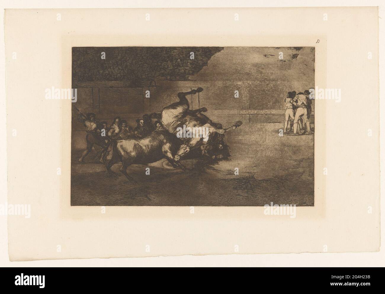 Horse moved by a bull; Cheval Renversé Par Un Taureau; Bullfighting; La ...