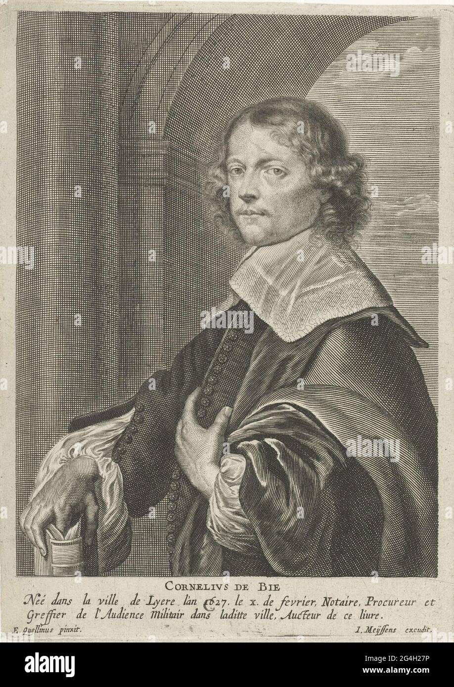 . Portrait of Cornelis de Bie, writer of the Golden Cabinet of the Edele Vry painter-const. At ...