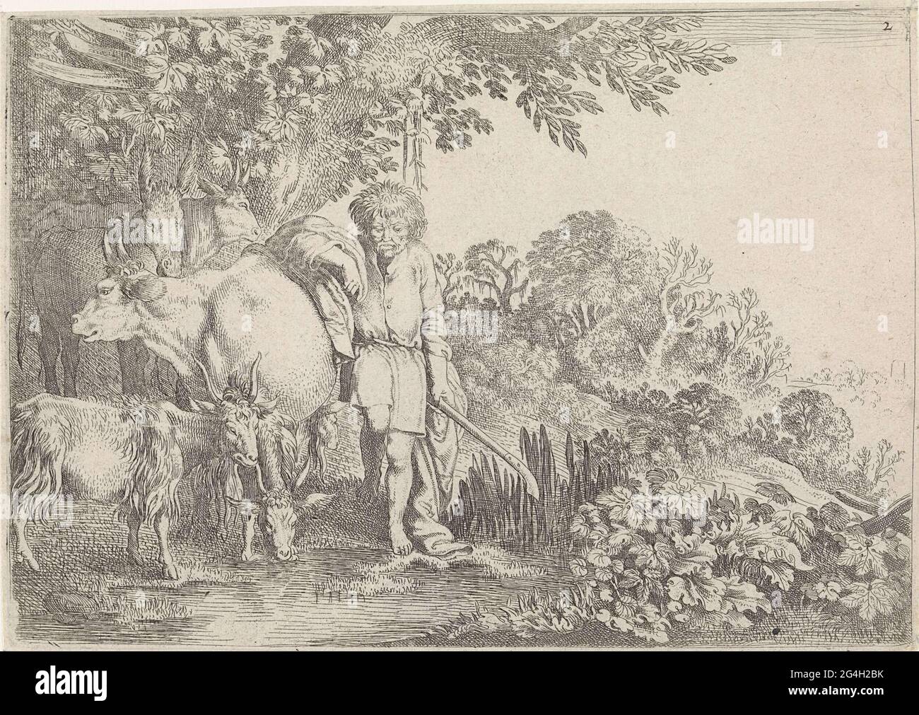 . The giant Argus leans on the cow io with his right arm. Scene from ...