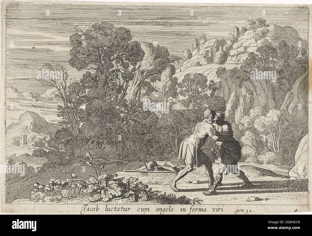 . Jacob struggles with the angel by the Jabbok River. Jacob's jar and ...