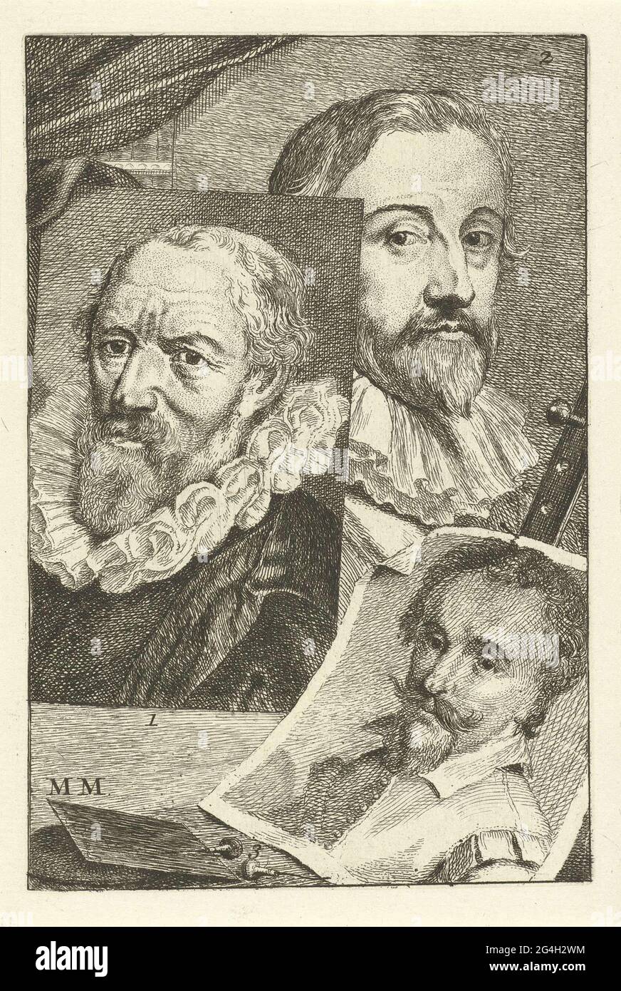 . Three numbered artists' portraits. Portrait of Jacob Matham (No. 1 ...