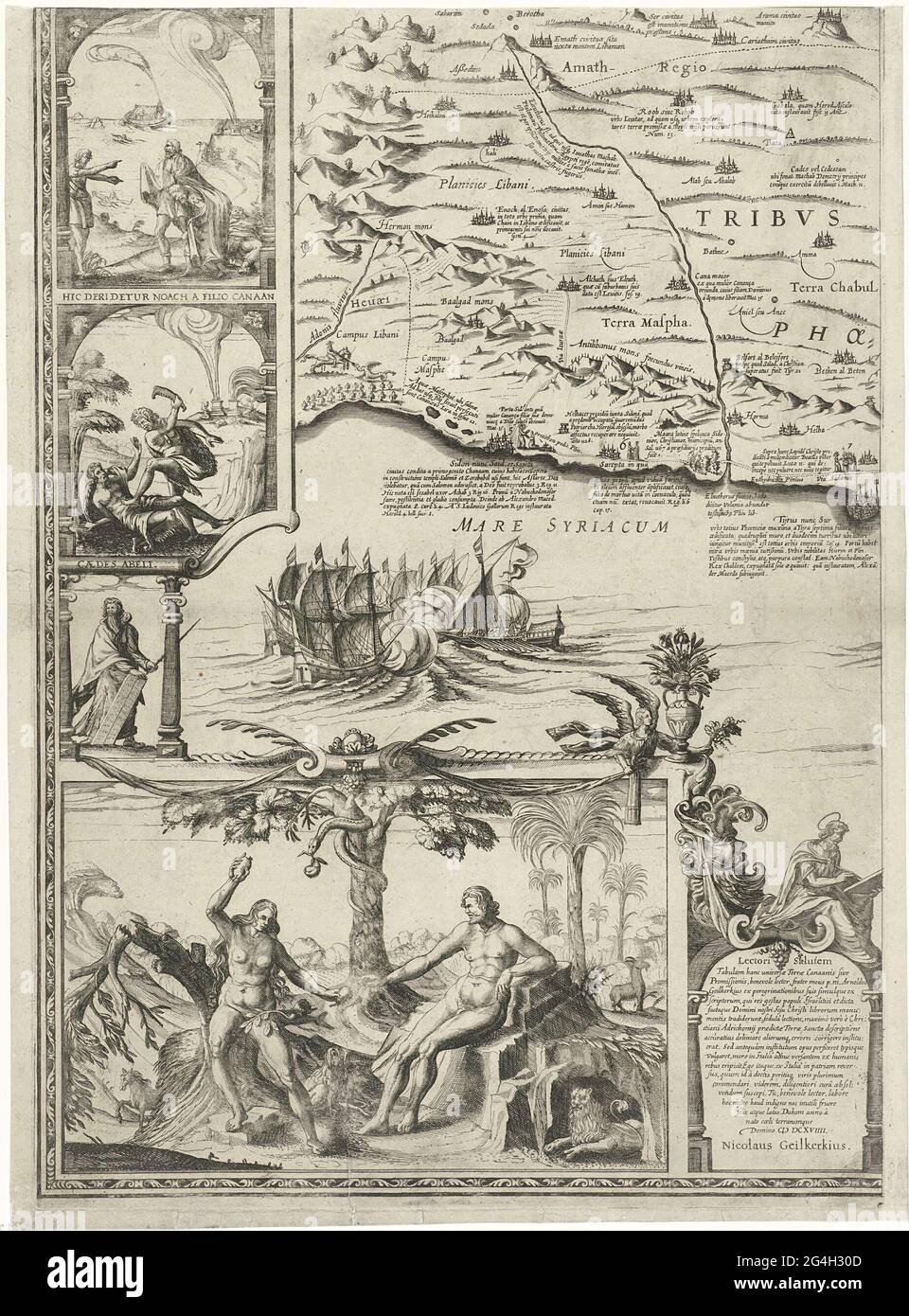 . Left unit of a map of Palestine, with inscriptions that relate to the ...