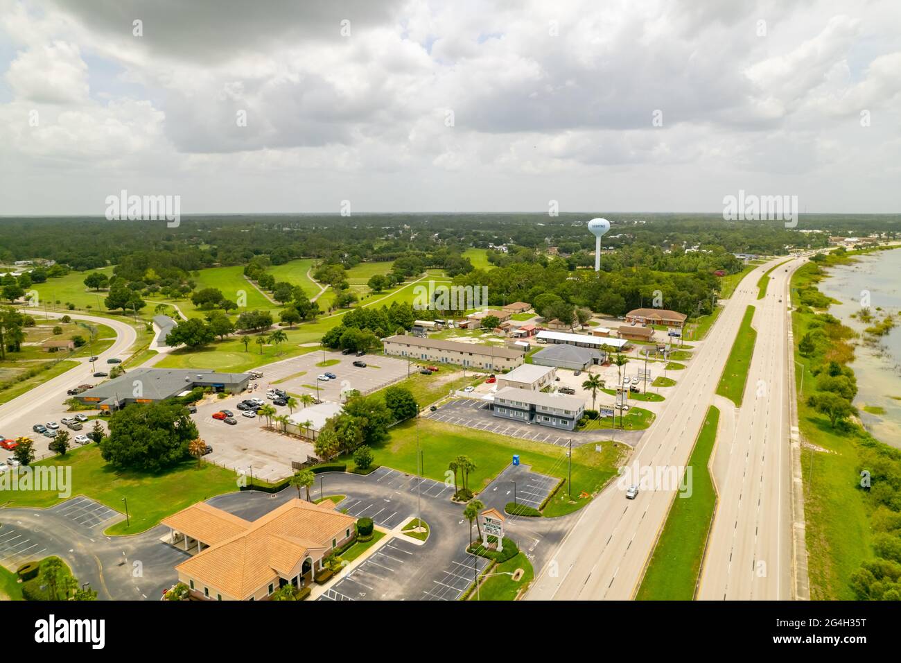 Aerial photo Sebring FL water tower and golf course scene Stock Photo ...