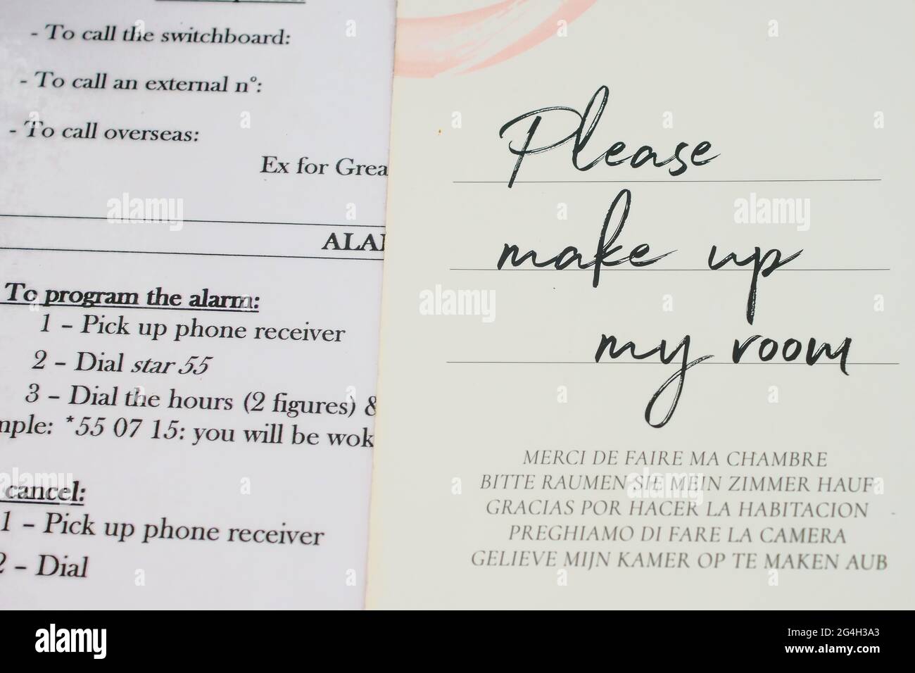 Instructions in a hotel room, Tournon, Ardeche, AURA Region, France ...